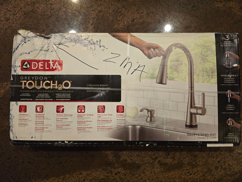 DELTA Greydon TOUCH2O 19826TZ-SPSD-DST Pull-Down Kitchen Faucet ...