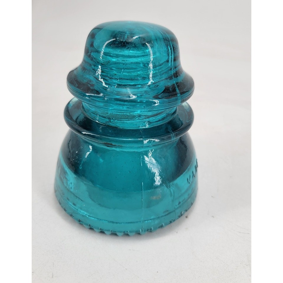 CD 154 Hemingray 42 Hemi Blue Antique Glass Telegraph Insulator FANG ...