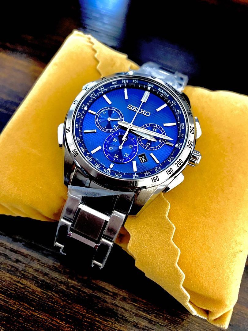 Seiko Cal.8B92 Chronograph World Time Date Solar Mens… - Gem