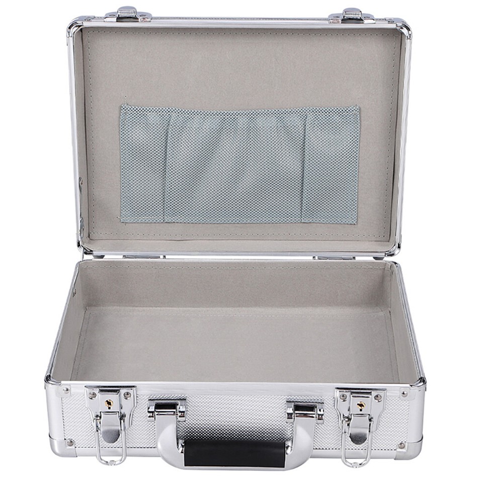 Hard Case Silver Briefcase Tool Box Aluminum Portable Carrying Case ...