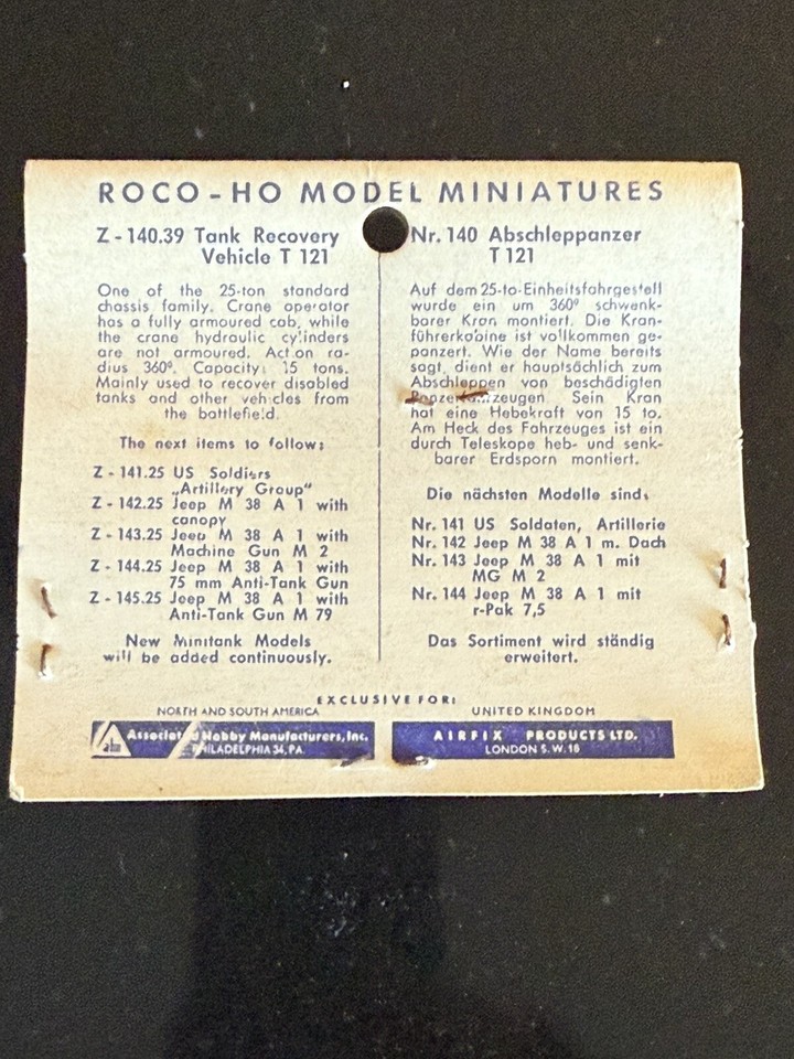 Roco Minitanks (NOS) 1/87 US Army T-120 Tank Recovery Vehicle Vietnam ...