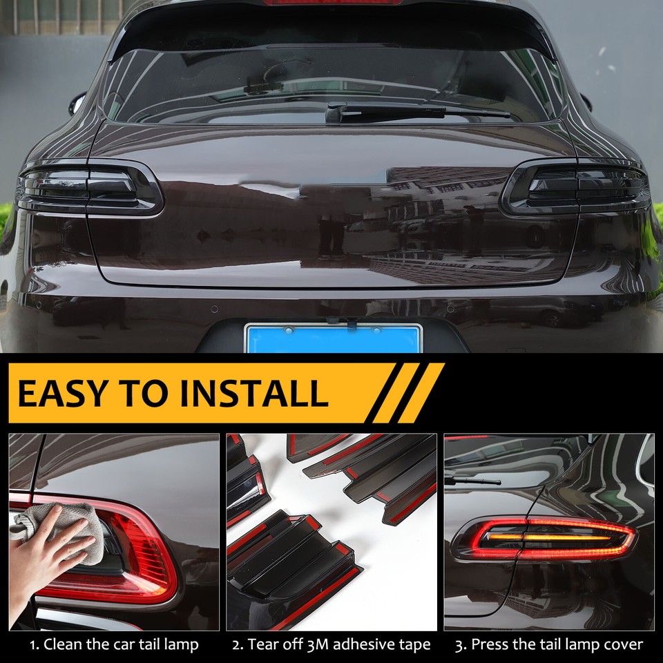 ABS Smoked Car Tail Light Cover Rear Lampshade Trim For Porsche Macan ...