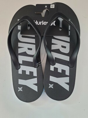 NEW! Hurley One and Only Flip Flops Black & White Men's Size 12 ...