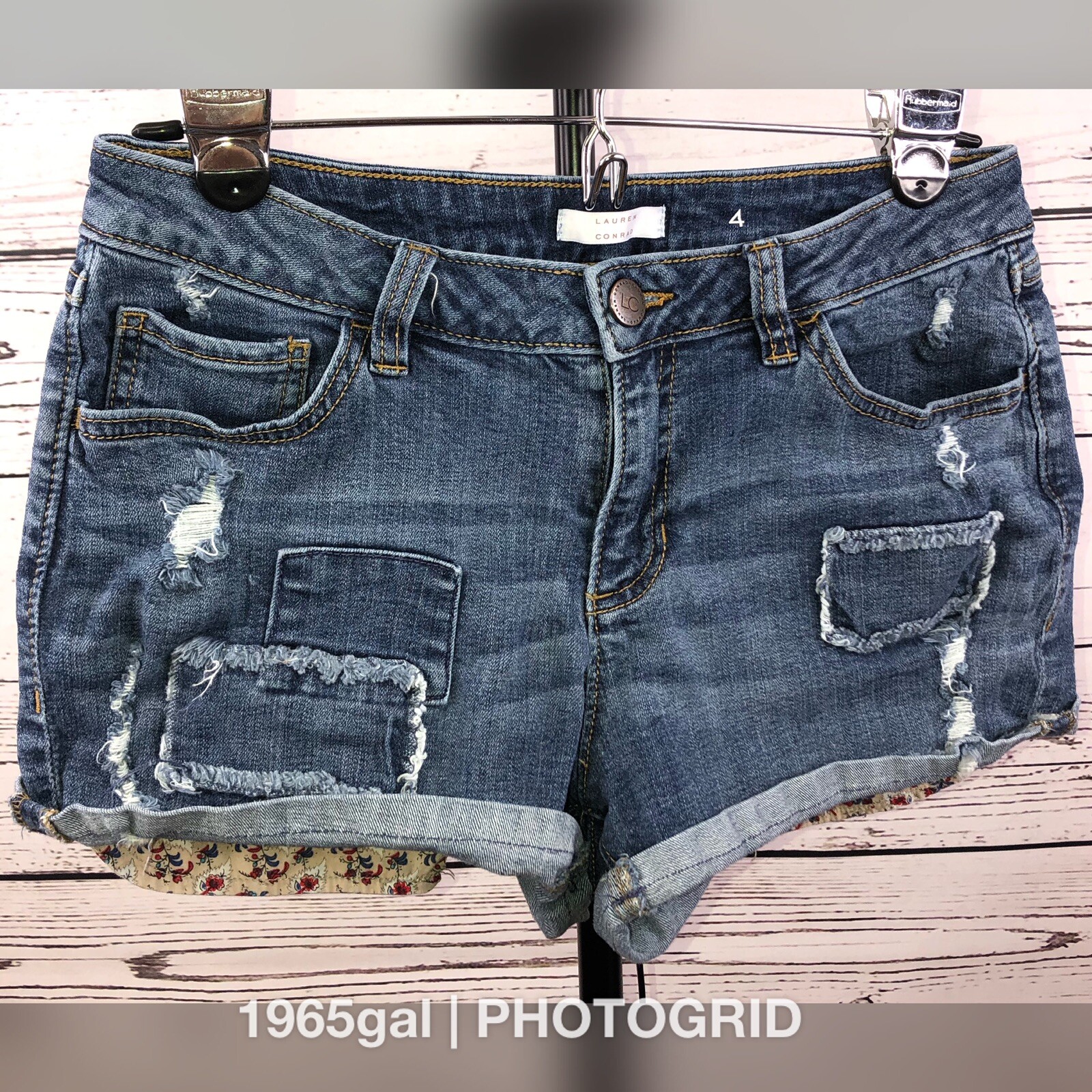 LC Lauren Conrad Cuffed Distressed Jean Shorts 4 | eBay