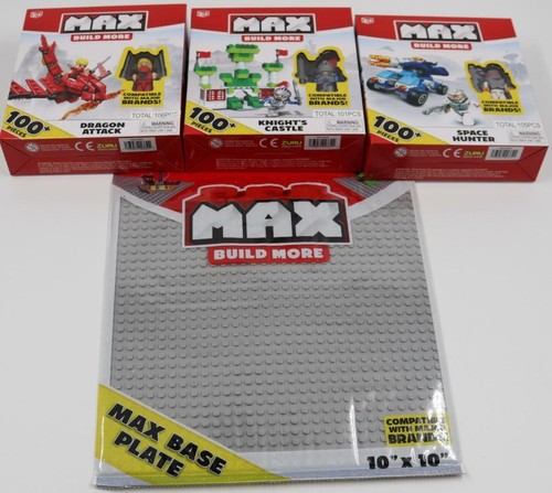 Max Build More Building Bricks Playset 312 Pieces Gray Base Plate ...