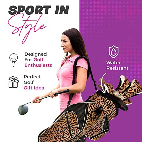 Womens Golf Bag - Lightweight Ladies Cart Bag, 14 Brown, Black, Animal ...