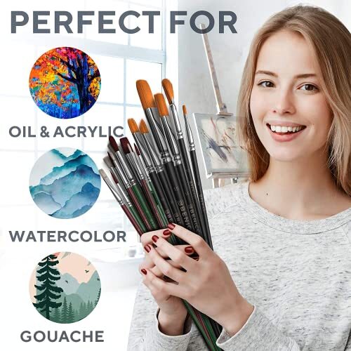 40 Pieces Professional Artist Paint Brush Set with Storage Case ...