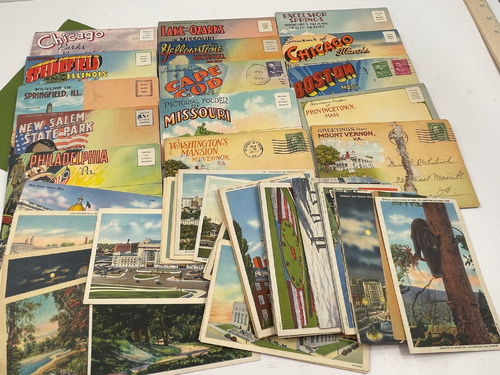 Vintage Linen Postcards (52) & Folders (15) U.S. Cities Capitals 1930s ...