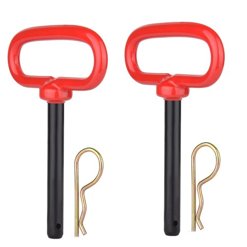 2PCS 3/8" Trailer Hitch Pin & Clip Red Handle Clevis Pin Tractor & Tow ...