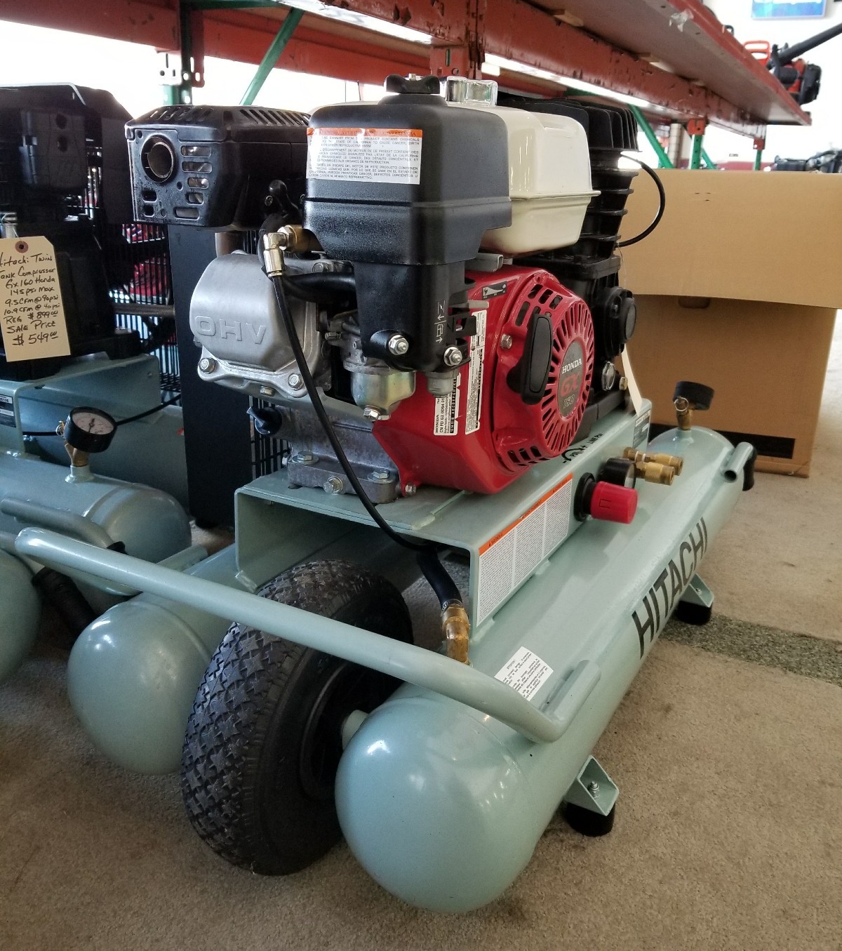 Hitachi Twin Tank Gas Portable Air Compressor with Honda GX160 Engine 8 ...