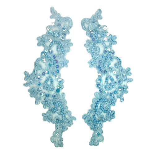 9.5"x3" Hot Pink Green Blue Embroidered Lace Corded Beaded Trim Patch ...