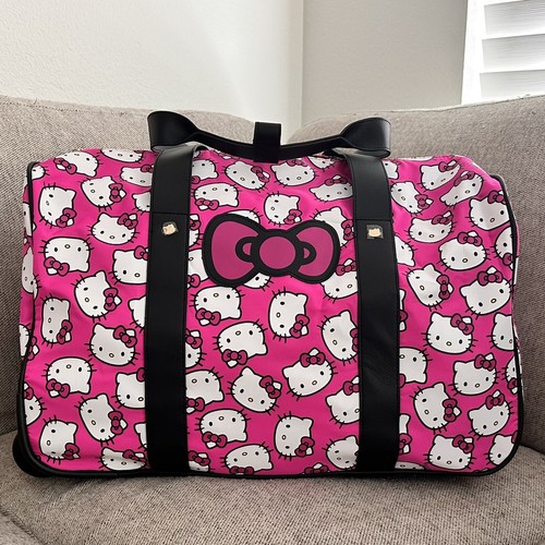 Hello Kitty Hot Pink Rolling Duffel Luggage Bag Suitcase NWT | eBay