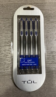 Tul Retractable Gel Pen Pens 0.5mm Needle Point, Blue 4/Pack - New | eBay