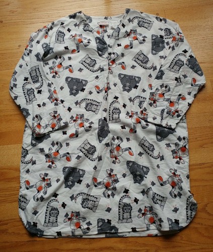 SIMPLY BASIC 100% COTTON CATS FLANNEL LONG SLEEVE NIGHT GOWN SLEEPWEAR ...