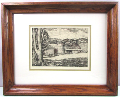 LUIGI LUCIONI THE LEANING SILO ETCHING AAA SIGNED ED. NICELY FRAMED EX ...