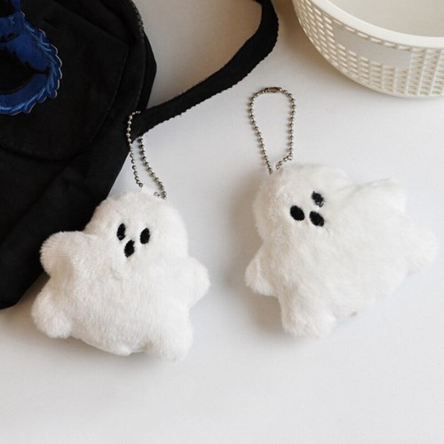 White Ghost Key Chains Small Ghost Funny School Bag Pendant Cute Plush ...