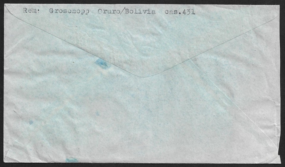 BOLIVIA ORURO TO GERMANY AIR MAIL 22b RATE FAUNA ISSUES ON LAB-CONDOR ...