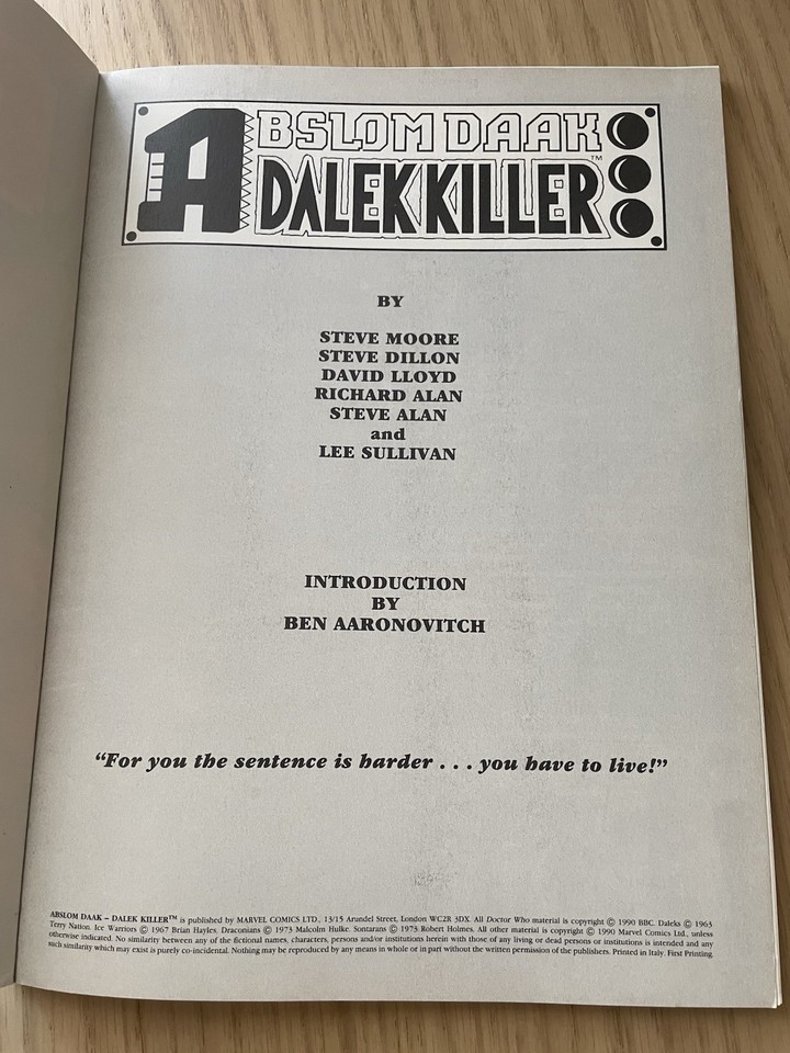 Abslom Daak Dalek Killer Doctor Who Graphic Novel 1990 | eBay Australia