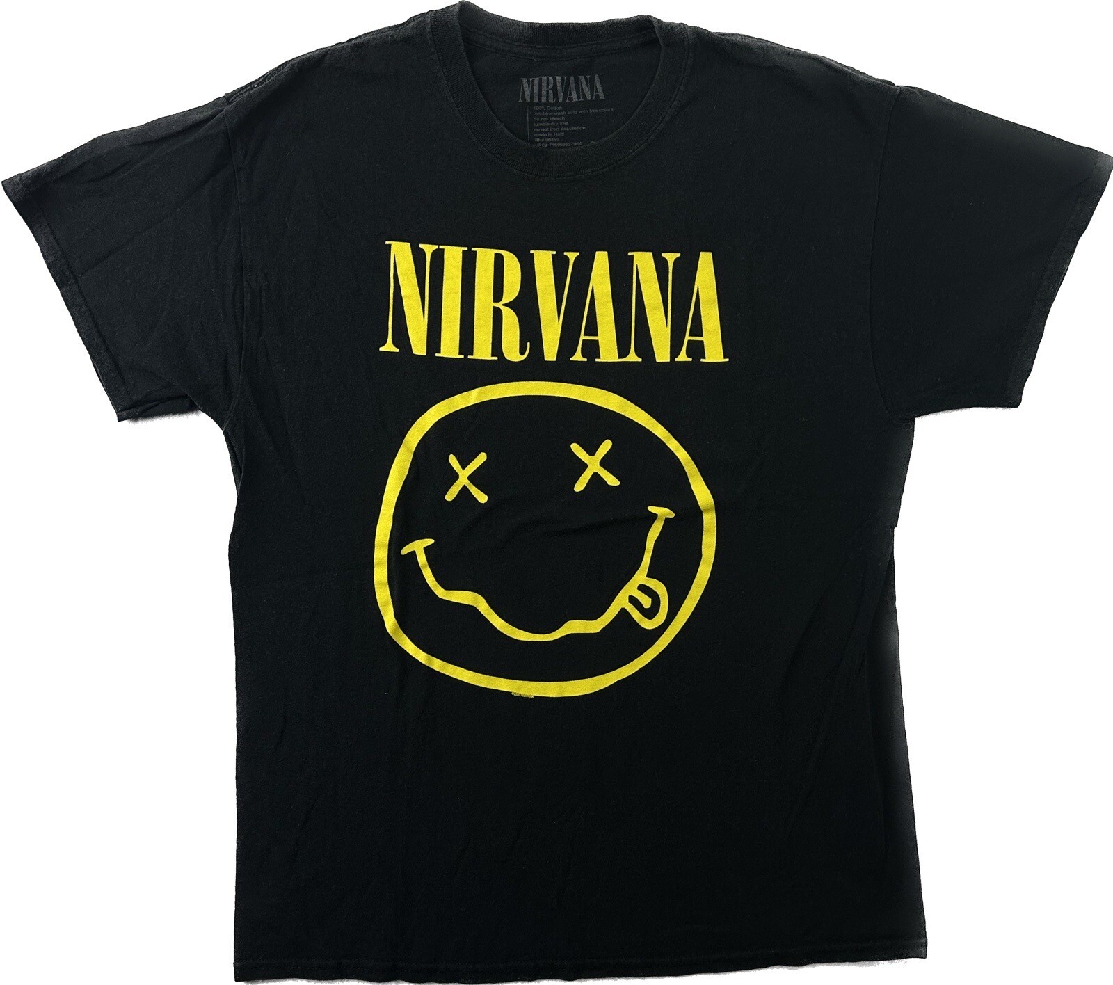 Nirvana Classic Smiley Logo Large Retro Grunge Black … - Gem