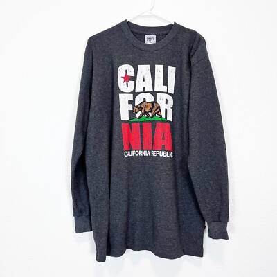 Shaka Wear Men's California Republic Brown Bear Gray Thermal Long ...