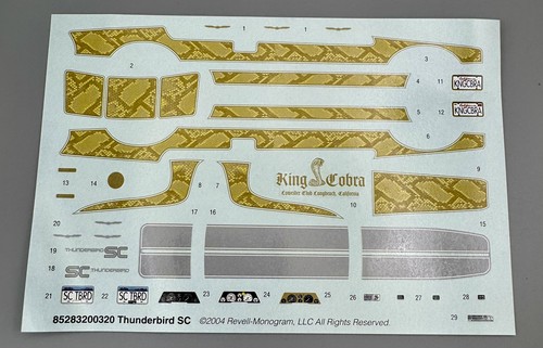 REVELL MONOGRAM #85-2832 1:25 CAR MODEL DECALS THUNDERBIRD SC LOW RIDER ...