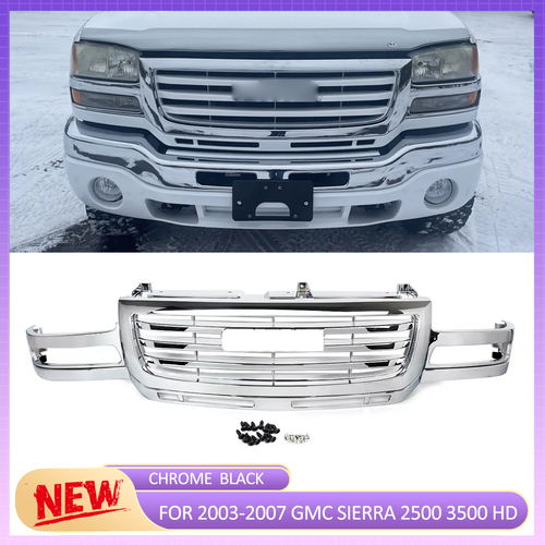 GM1200568 Chrome Grille Assembly For 2003-2007 GMC Sierra 2500 3500 HD ...