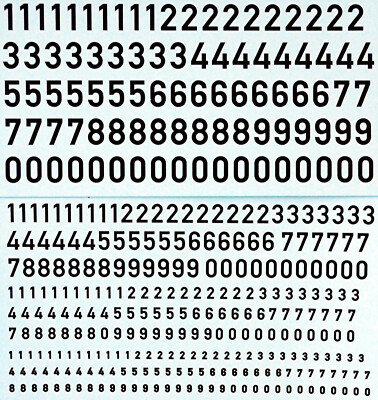 Black Numbers 1:87 Decal Decals | eBay