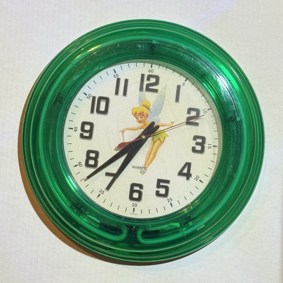 Vintage 1990s Tinkerbell Genuine Neon Tube Clock Rare Green | eBay
