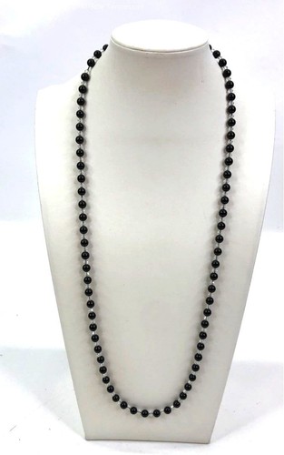 Onyx and Crystals Beaded Necklace with 14k Yellow Gold Insert Clasp 26g ...