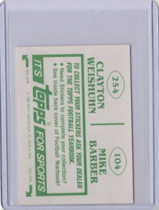 MIKE BARBER NFL Rams 1984 Topps Sticker Auto Autographed Signed #104 ...
