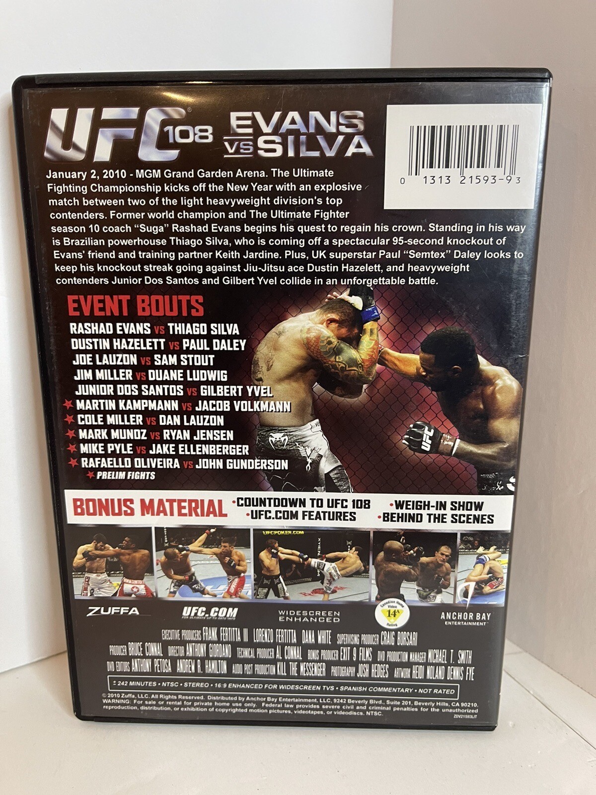 UFC 108: Evans vs. Silva (DVD, 2010) for sale online | eBay