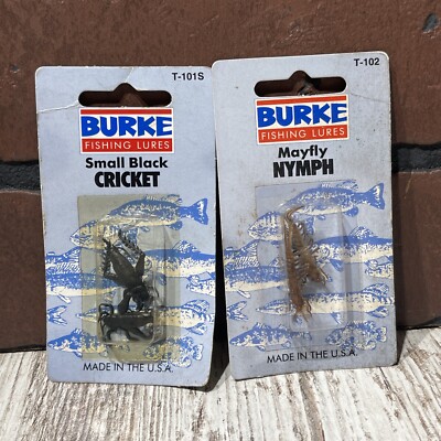 Vintage Burke Fishing Lures Small Black Cricket Mayfly Nymph Lot T-101S ...