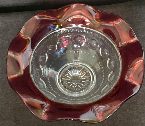 11.5 Indiana KINGS CROWN RUBY FLASH* crimped Centerpiece Bowl Large | eBay
