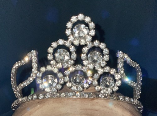 Vintage flawless adult size rhinestones tiara crown 4 Inches Tall Combs ...