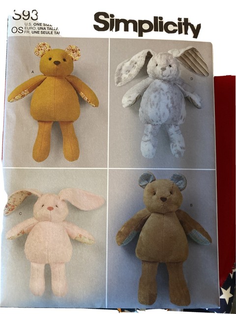 Sweet Stuffed Animals Bunnies & Bears Simplicity 9306 Uncut Sewing ...