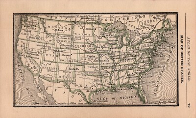 Entire US - 1902 Miniature Original Vintage Map