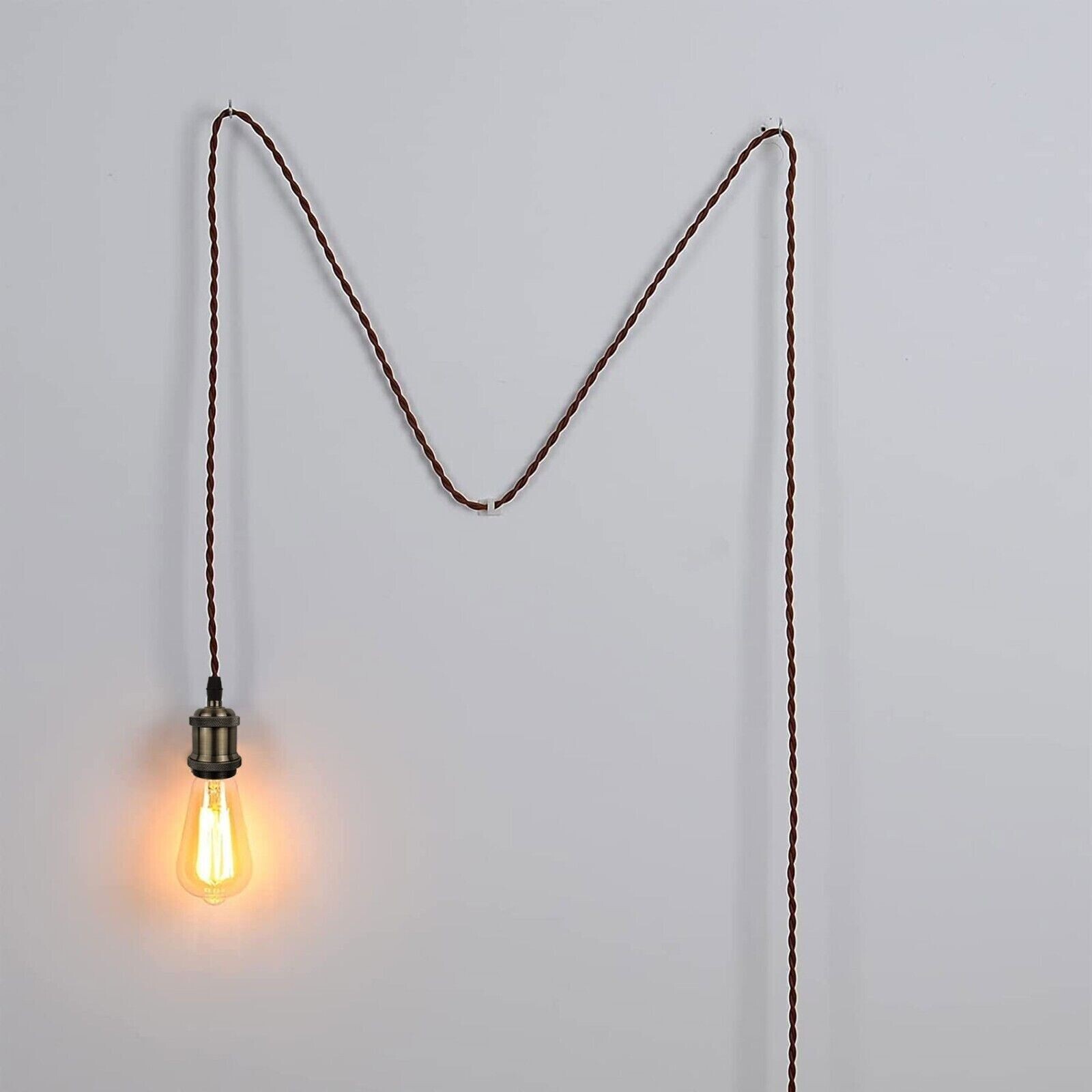 Fabric Flex Cable kit 5m Plug In Pendant Lamp Light Set E27 Fitting ...