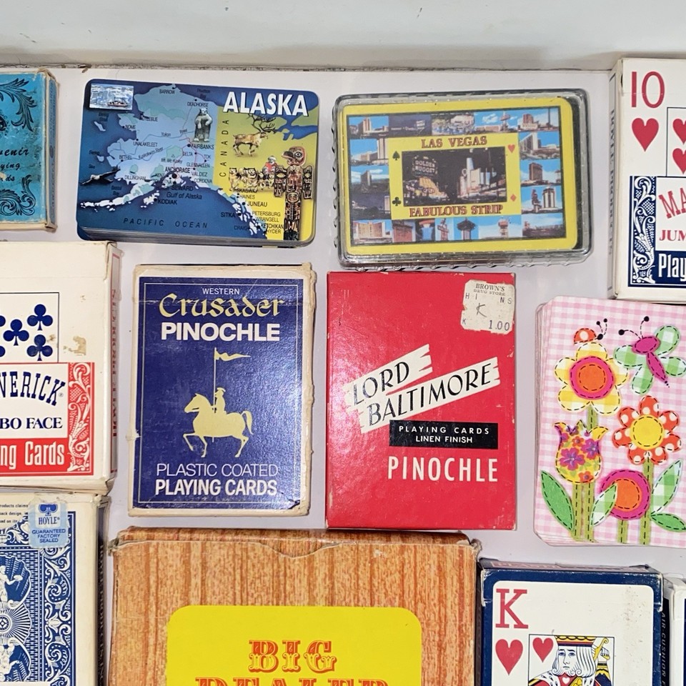Large Lot Vintage to Modern Playing Cards 28 Decks Lord Baltimore Hoyle ...