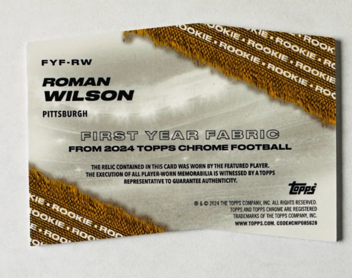 2024 Topps Chrome Roman Wilson Jersey RC Die Cut Refractor First Year ...
