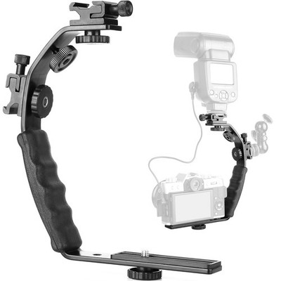 Chromlives Camera L Bracket Mount Video Grip L-Bracket With Dual Flash ...