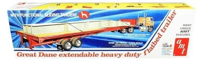 AMT Great Dane Extendable Heavy Duty Flatbed Trailer Model Kit Scale 1: ...