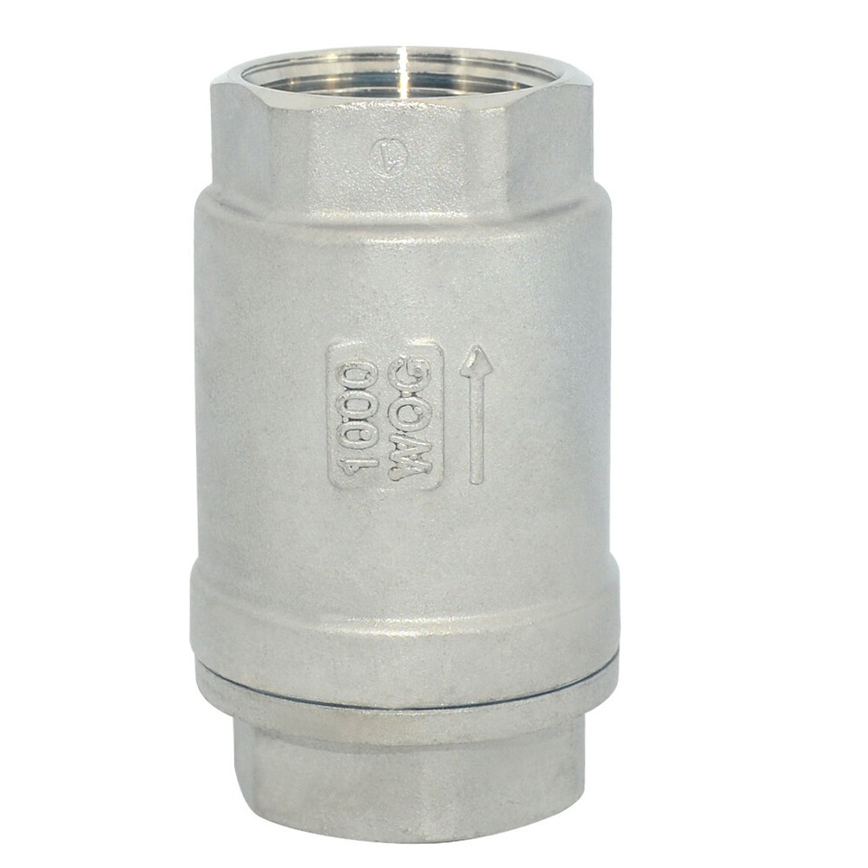 1" inch Spring Loaded In-line NPT Threaded Check Valve Stainless Steel ...