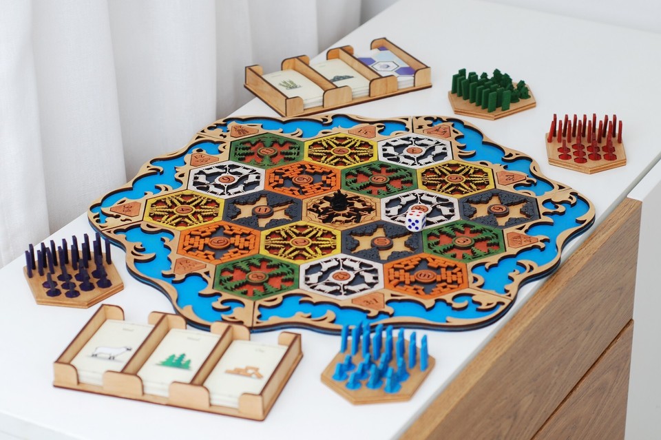 2-4 Player Custom Settlers Board / Wood Settlers Game Board | eBay
