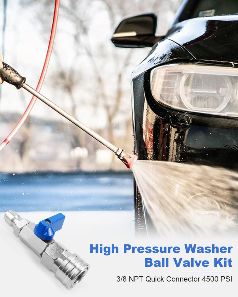 Heavy Duty High Pressure Washer Ball Valve Kit 3/8 NPT Quick Connector ...