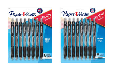 Paper Mate Profile Ballpoint Pens, 1.4 Mm Bold Point, Black, 8 Count ...