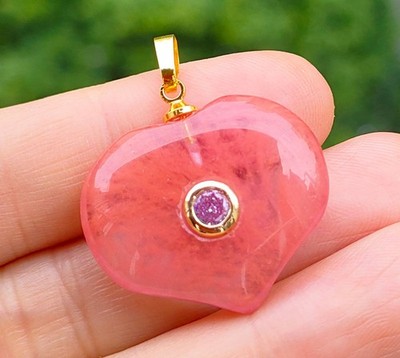 Cherry Quartz Gems Heart Pendants Magic Reiki Healing Love Amulet | eBay