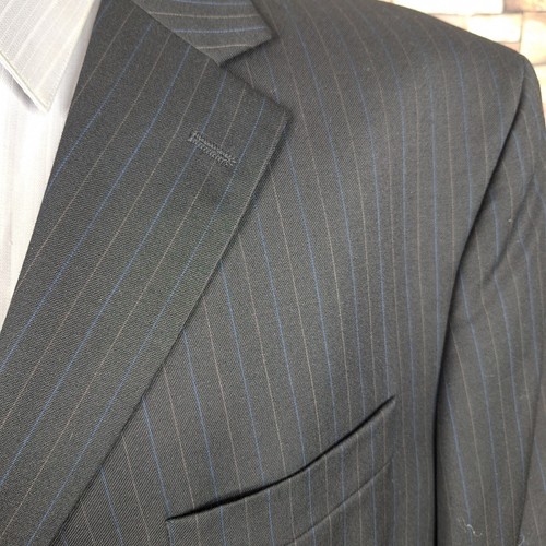 Stafford 2 Piece Suit Mens 46S 38X29 Black Multicolor Stripe 3 Button ...