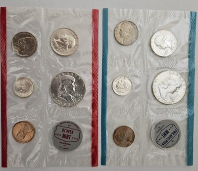 1963 P & D US Mint Set Uncirculated 10 Coin Set OGP 90% Silver 50c,25c ...