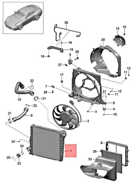 Genuine PORSCHE 911 Boxster Carrera Cooler For Coolant Right ...