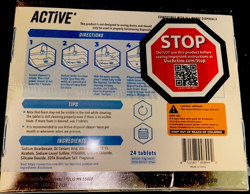 ACTIVE Garbage Disposal Cleaner Deodorizer Tablets 24 Pack Factory for ...